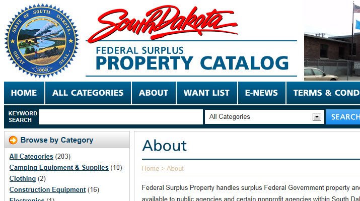 South Dakota Federal Surplus Property Catalog